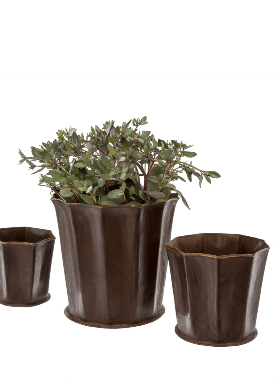 Leather Effect Fluted Decorative Pots Set – West of Main